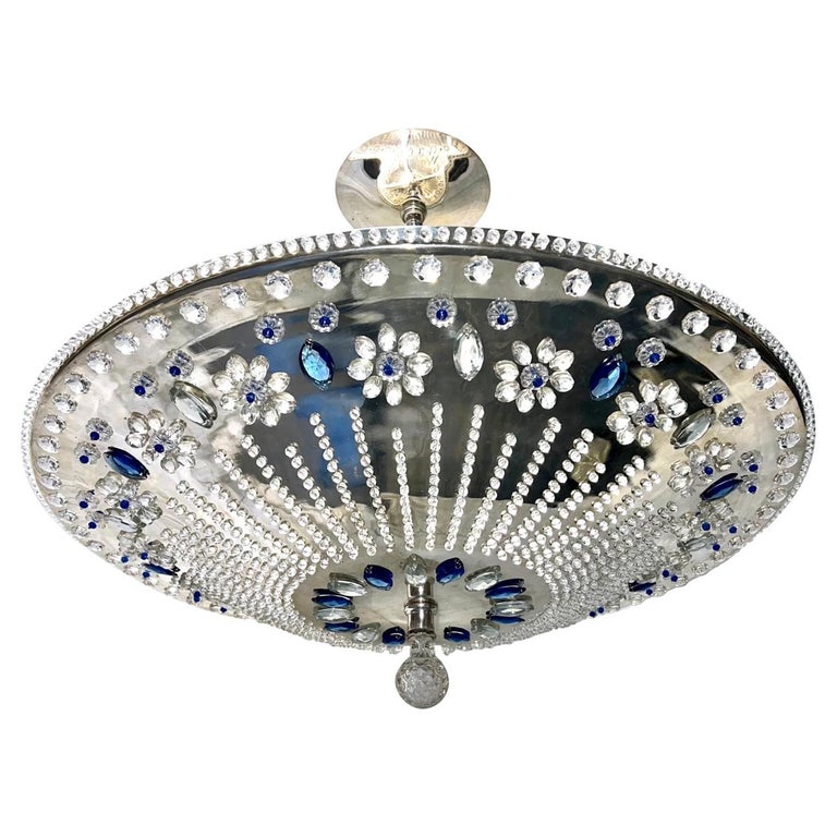 Large French Silver Plated Light Fixture For Sale at 1stDibs