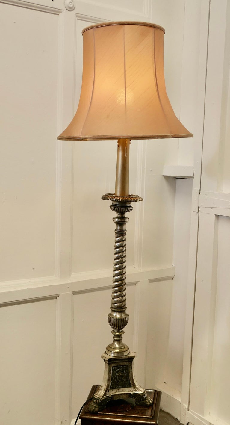 Large French Silvered Alter Lamp For Sale at 1stDibs