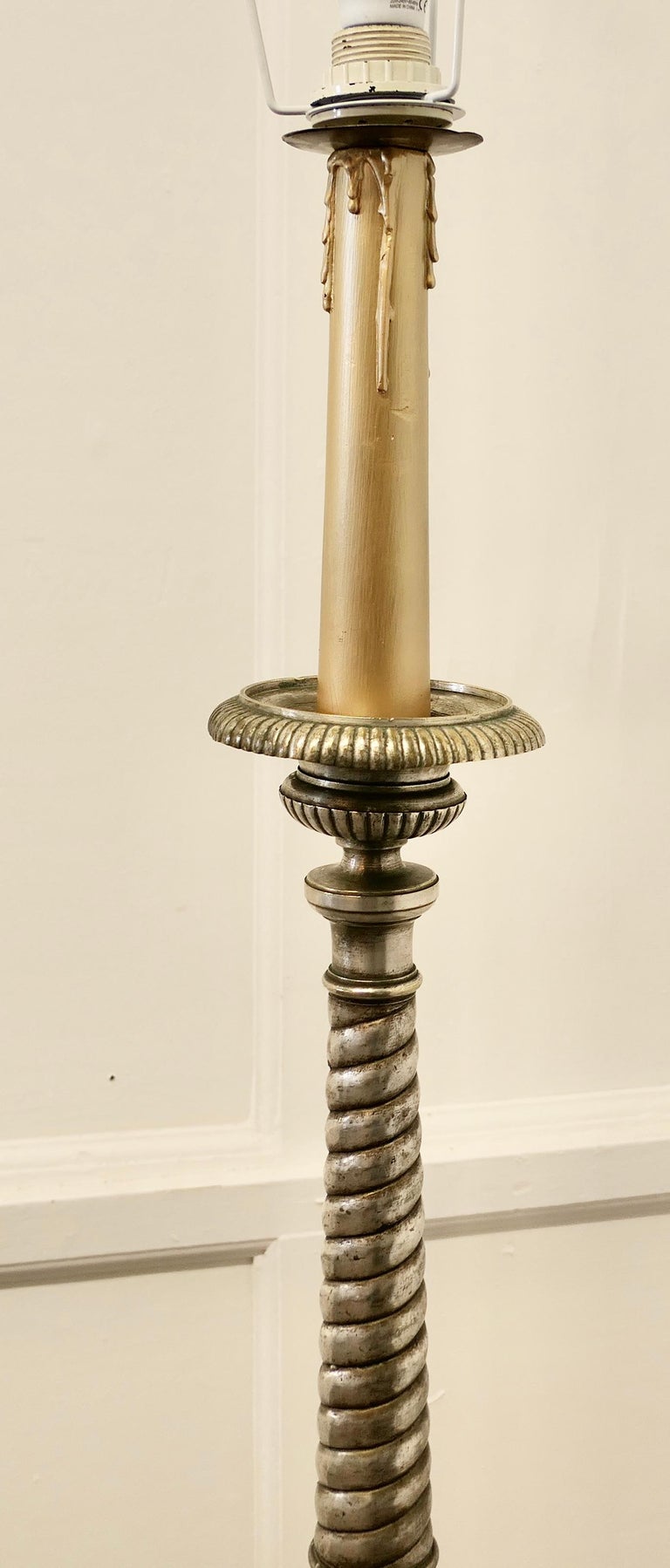 Large French Silvered Alter Lamp For Sale at 1stDibs