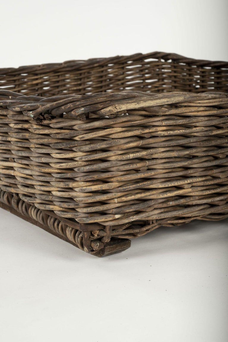 Large French Square Wicker Basket For Sale at 1stDibs