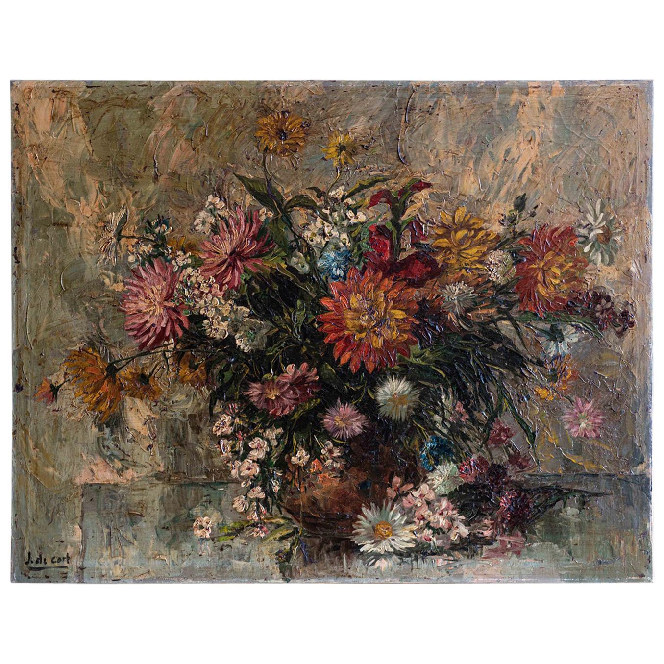 Oil on Canvas Gustave Weigand German 1860-1930 Signed Floral Still Life at 1stDibs
