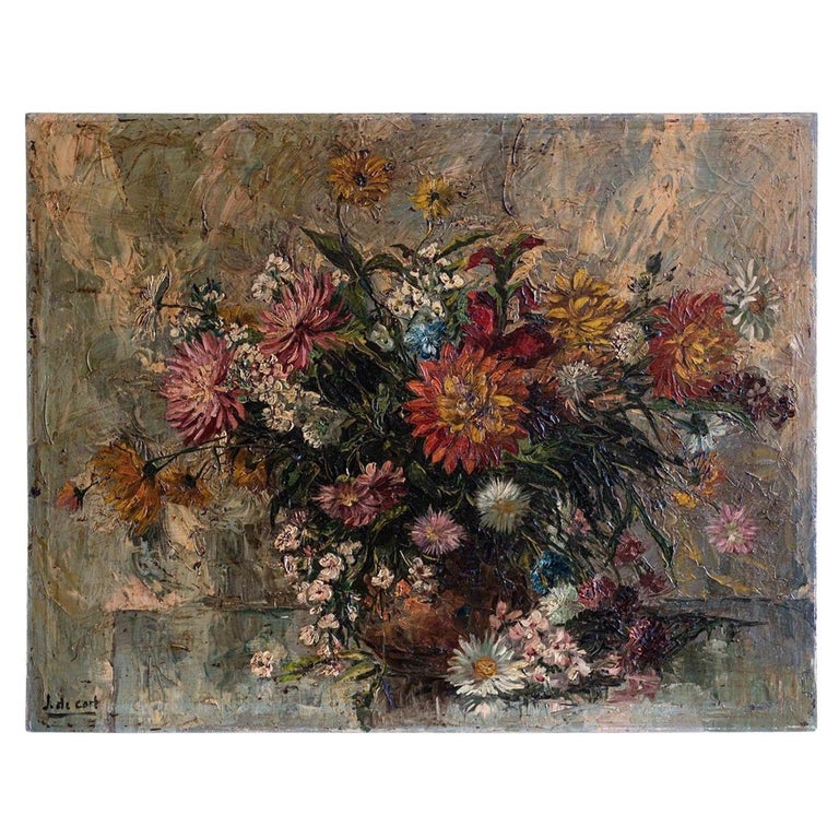 Large French Still Life, Oil on Canvas For Sale at 1stDibs