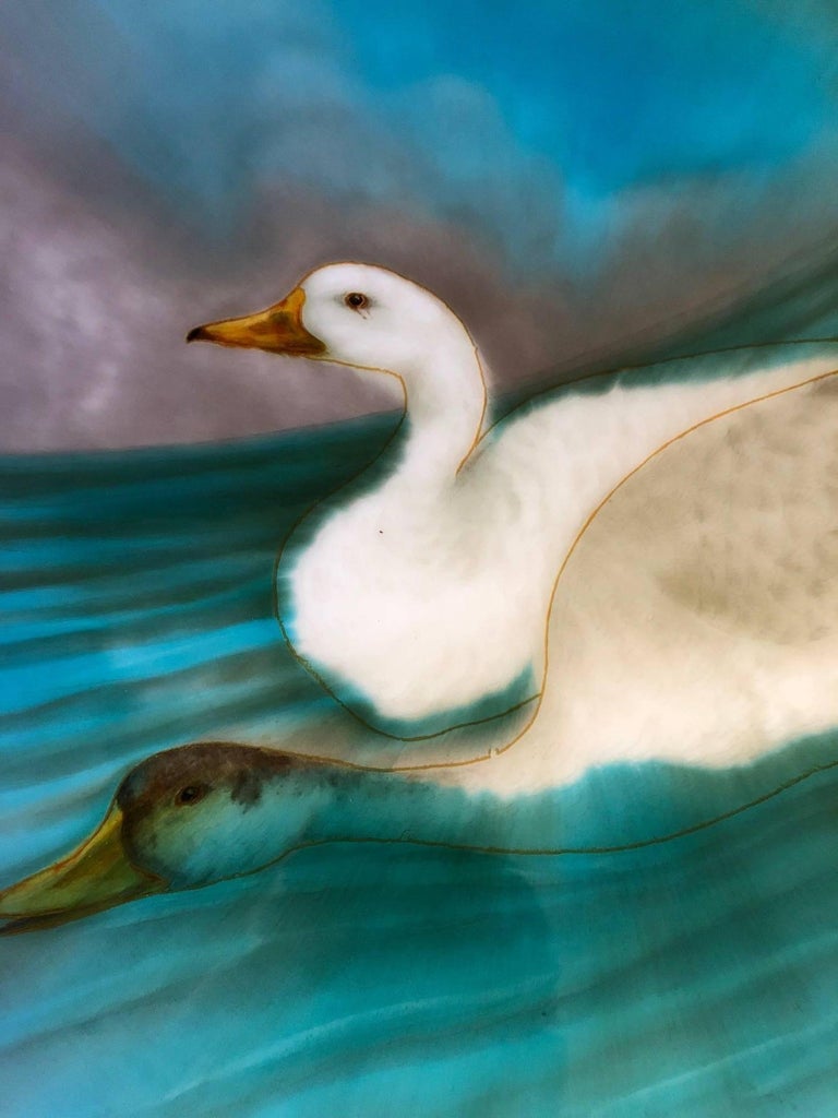 Large French Theodore Deck Faience Turquoise Ground Porcelain Charger ...