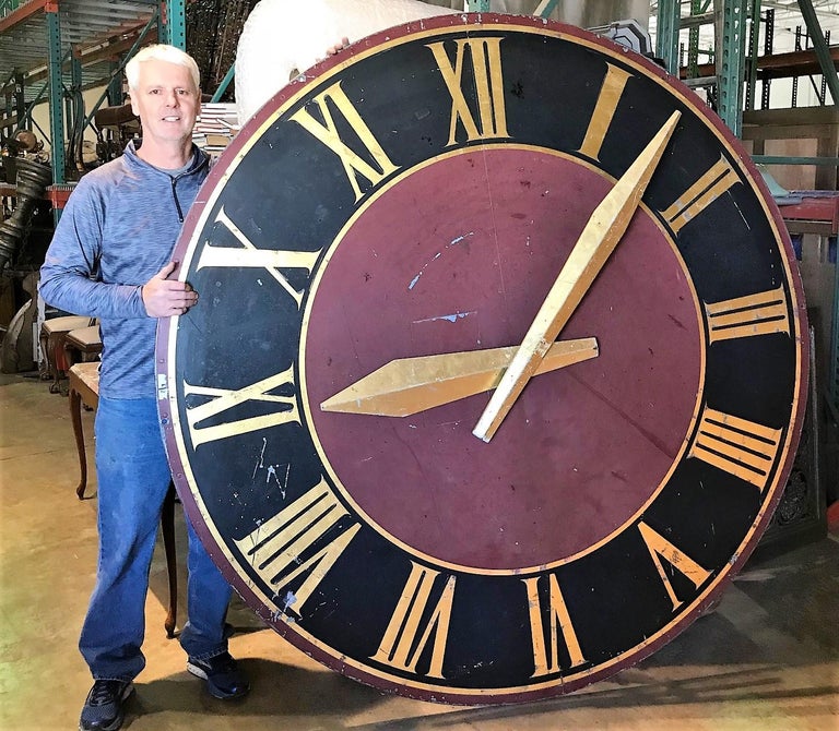 Large French Tower Clock Face, Painted Metal For Sale at 1stDibs