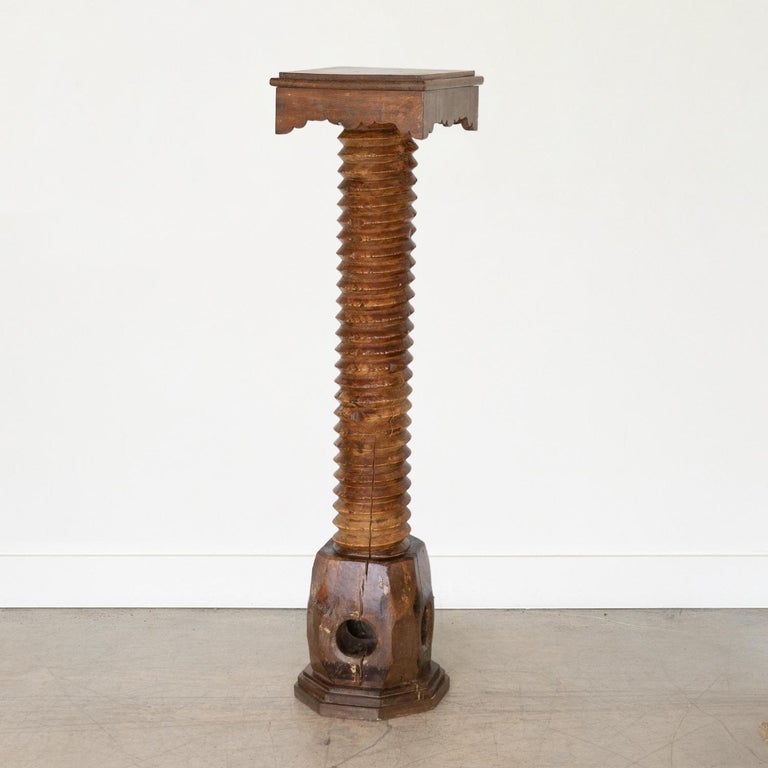 Large French Twisted Wood Pedestal Table For Sale at 1stDibs