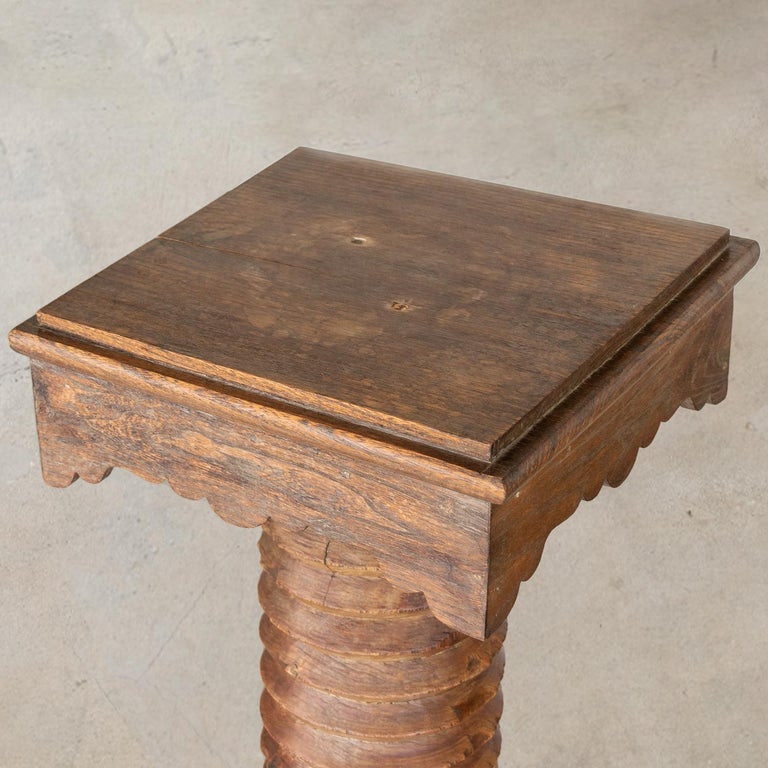Large French Twisted Wood Pedestal Table For Sale at 1stDibs