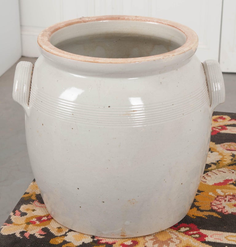 Large French Vintage Glazed Earthenware Crock at 1stDibs