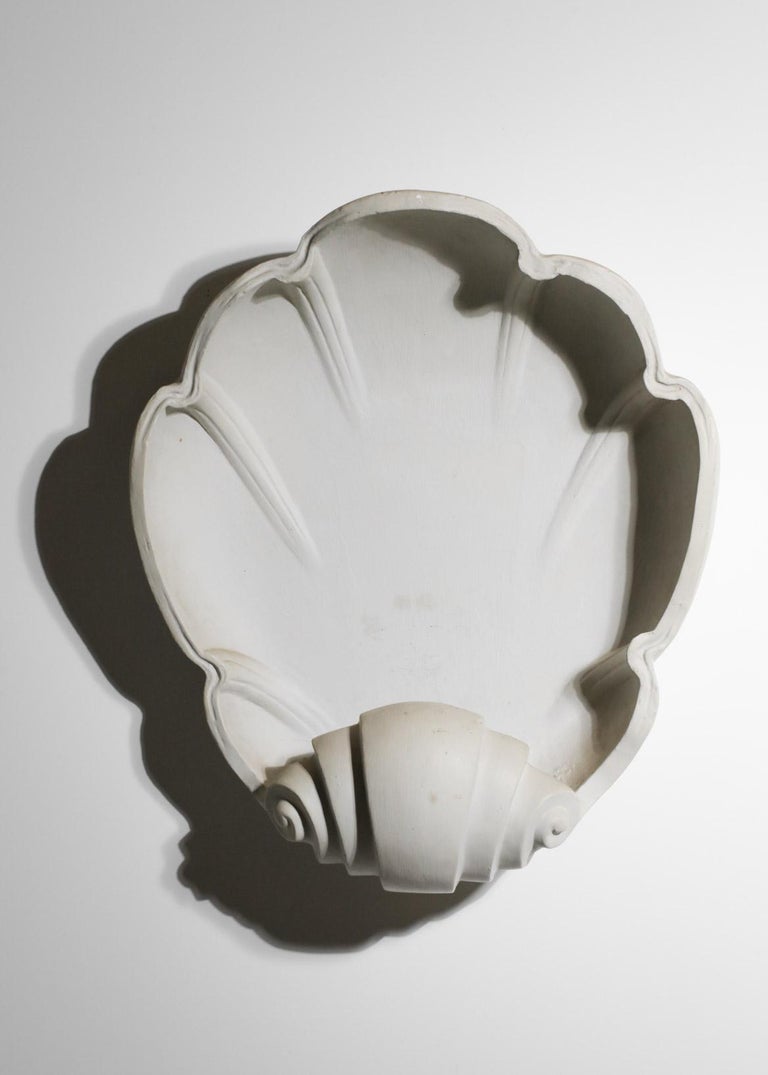 Large French Wall Light Shell in Plaster from the 80's E440 For Sale at ...