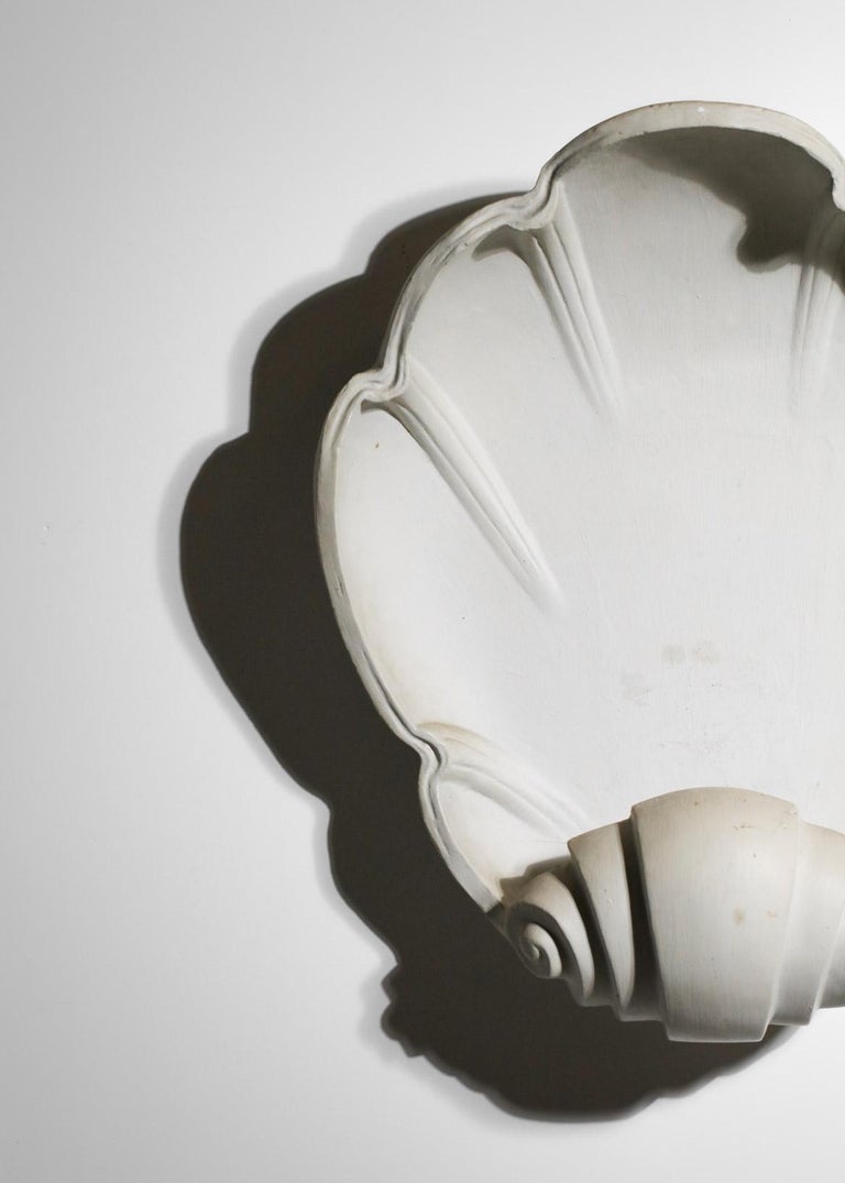 Large French Wall Light Shell in Plaster from the 80's E440 For Sale at ...