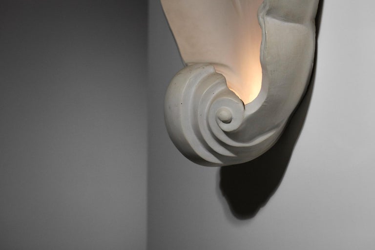 Large French Wall Light Shell in Plaster from the 80's E440 For Sale at ...