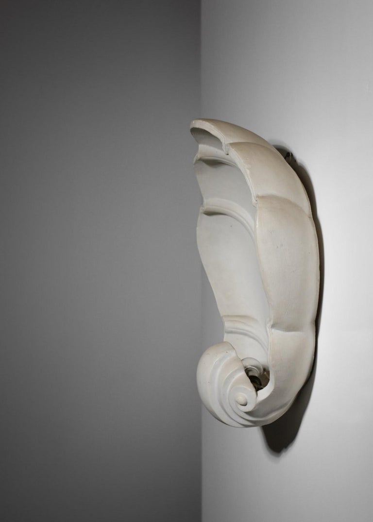 Large French Wall Light Shell in Plaster from the 80's E440 For Sale at ...