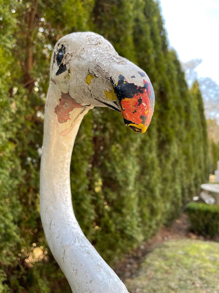 Large French White Flamingo Statue For Sale at 1stDibs