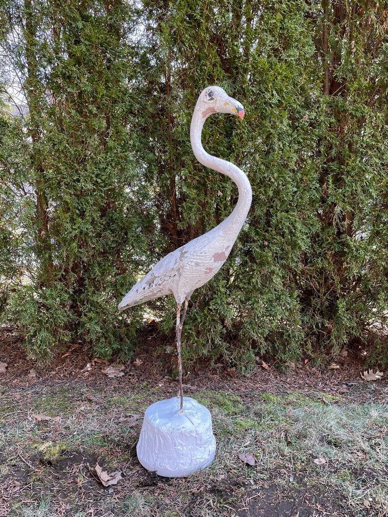 Large French White Flamingo Statue For Sale at 1stDibs