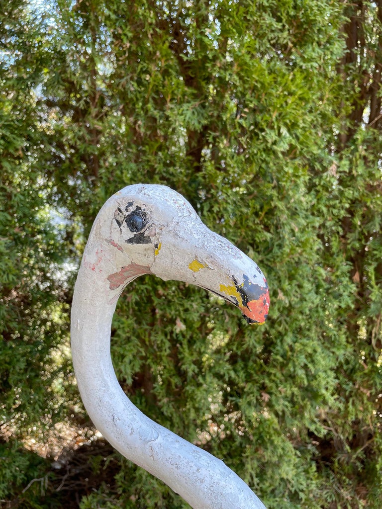 Large French White Flamingo Statue For Sale at 1stDibs