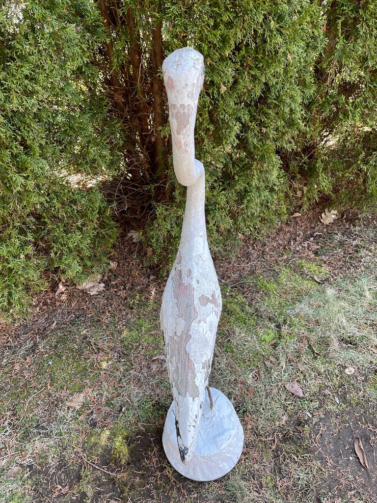 Large French White Flamingo Statue For Sale at 1stDibs