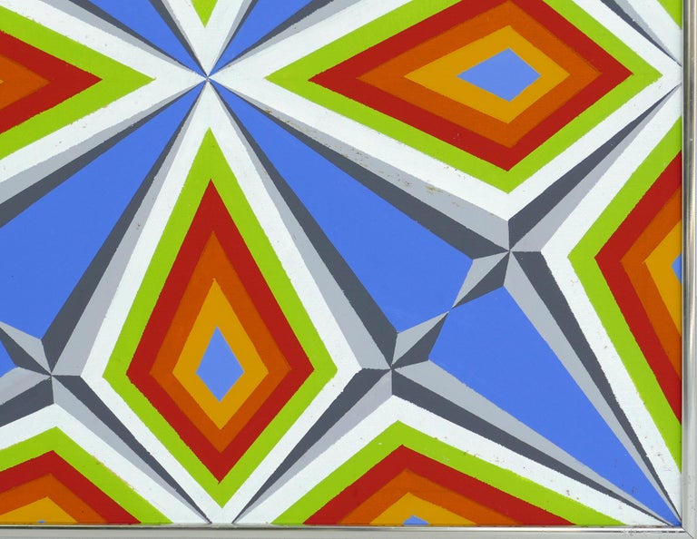 Large Gabe Silverman 1980s Abstract Op Art Painting For Sale at 1stDibs