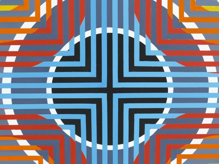 Large Gabe Silverman 1980s Abstract Op Art Painting For Sale at 1stDibs