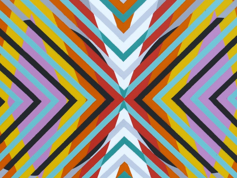 Large Gabe Silverman 1980s Abstract Op Art Painting For Sale at 1stDibs