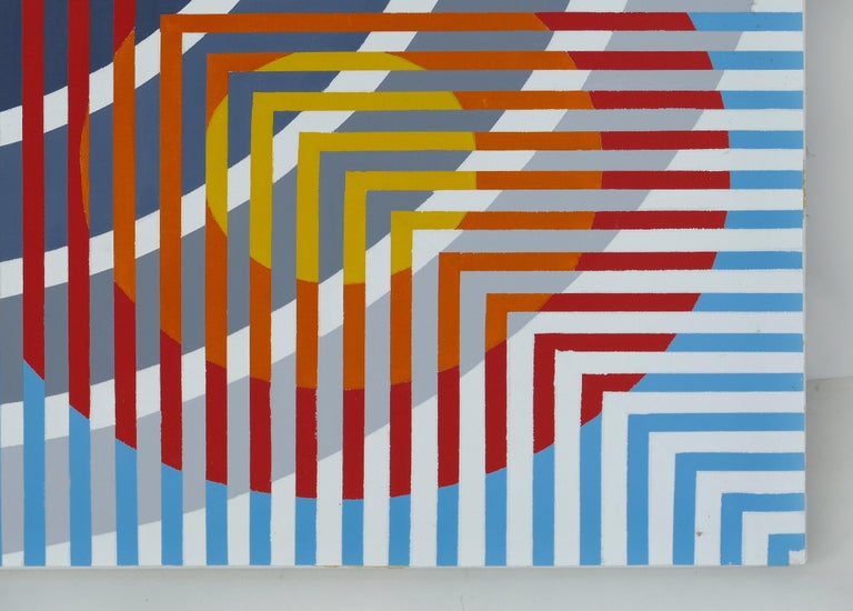 Large Gabe Silverman 1980s Abstract Op Art Painting For Sale at 1stDibs