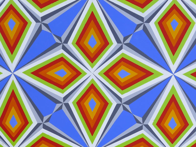 Large Gabe Silverman 1980s Abstract Op Art Painting For Sale at 1stDibs