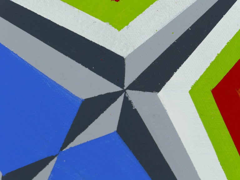 Large Gabe Silverman 1980s Abstract Op Art Painting For Sale at 1stDibs