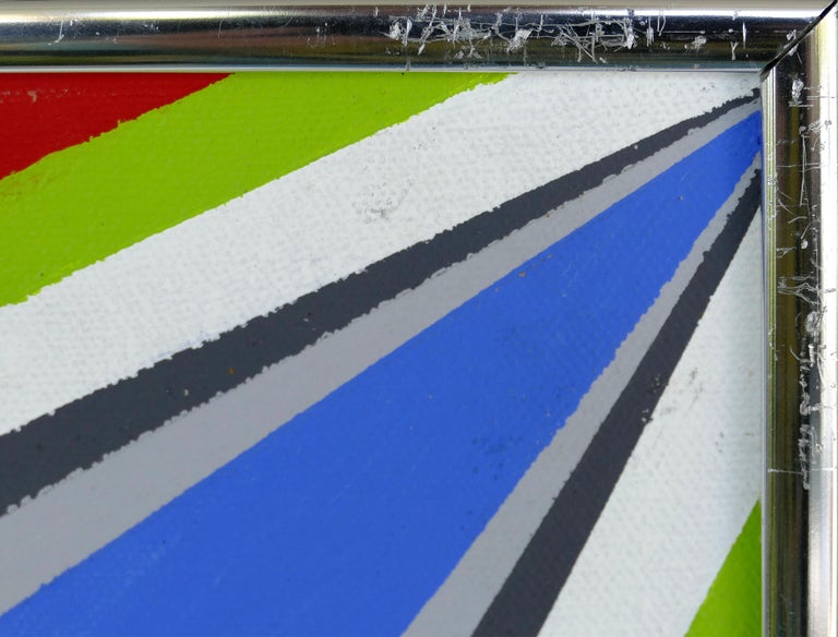 Large Gabe Silverman 1980s Abstract Op Art Painting For Sale at 1stDibs
