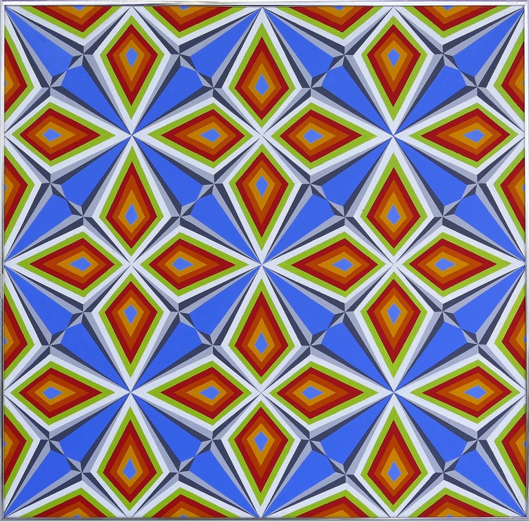 Large Gabe Silverman 1980s Abstract Op Art Painting For Sale at 1stDibs