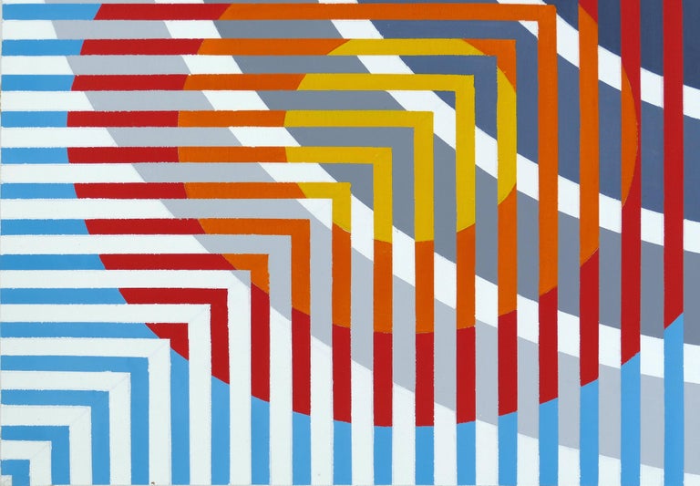 Large Gabe Silverman 1980s Abstract Op Art Painting For Sale at 1stDibs