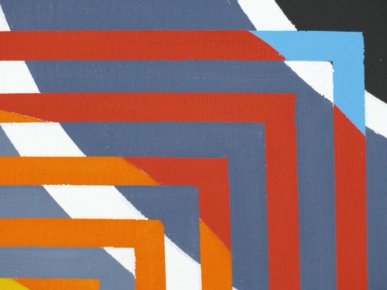 Large Gabe Silverman 1980s Abstract Op Art Painting For Sale at 1stDibs