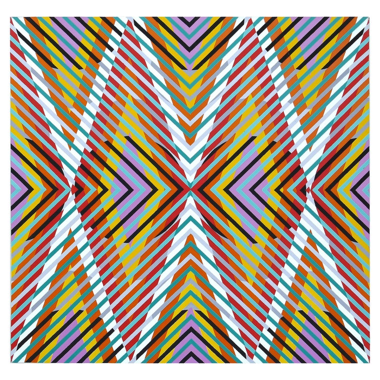 Large Gabe Silverman 1980s Abstract Op Art Painting For Sale at 1stDibs