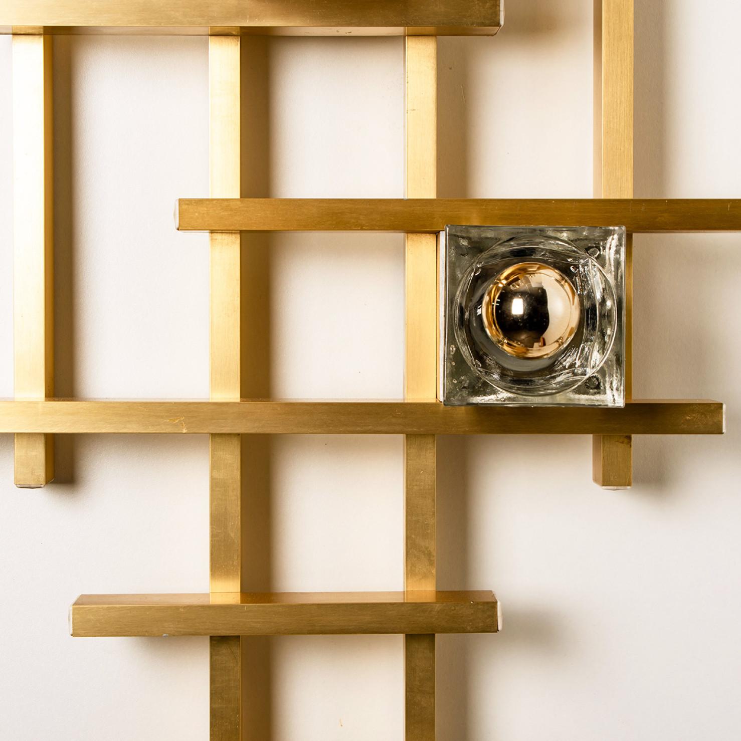 Large Geometric Sculptural Brass Wall Sconce by Sciolari, 1970s For ...