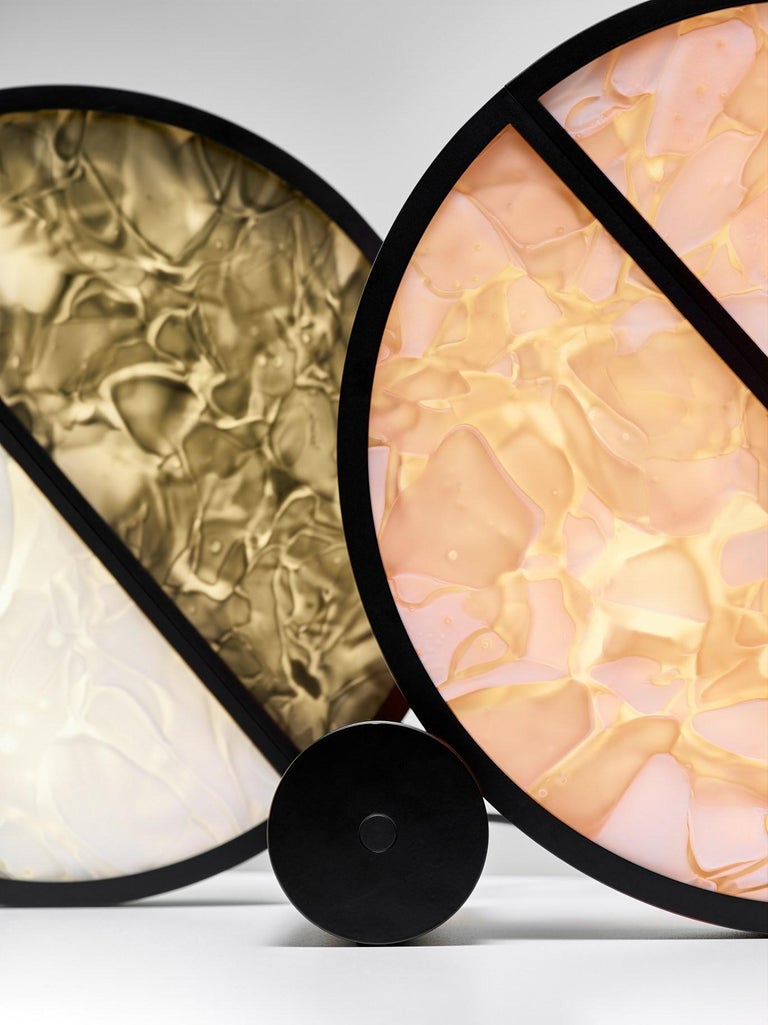 Large 'Geometric' Table or Floor Lamp in Opal and Smoke Art Glass for ...