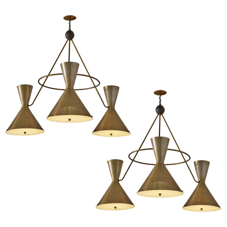 Large Geometrical Chandeliers in Brushed Aluminum For Sale at 1stDibs