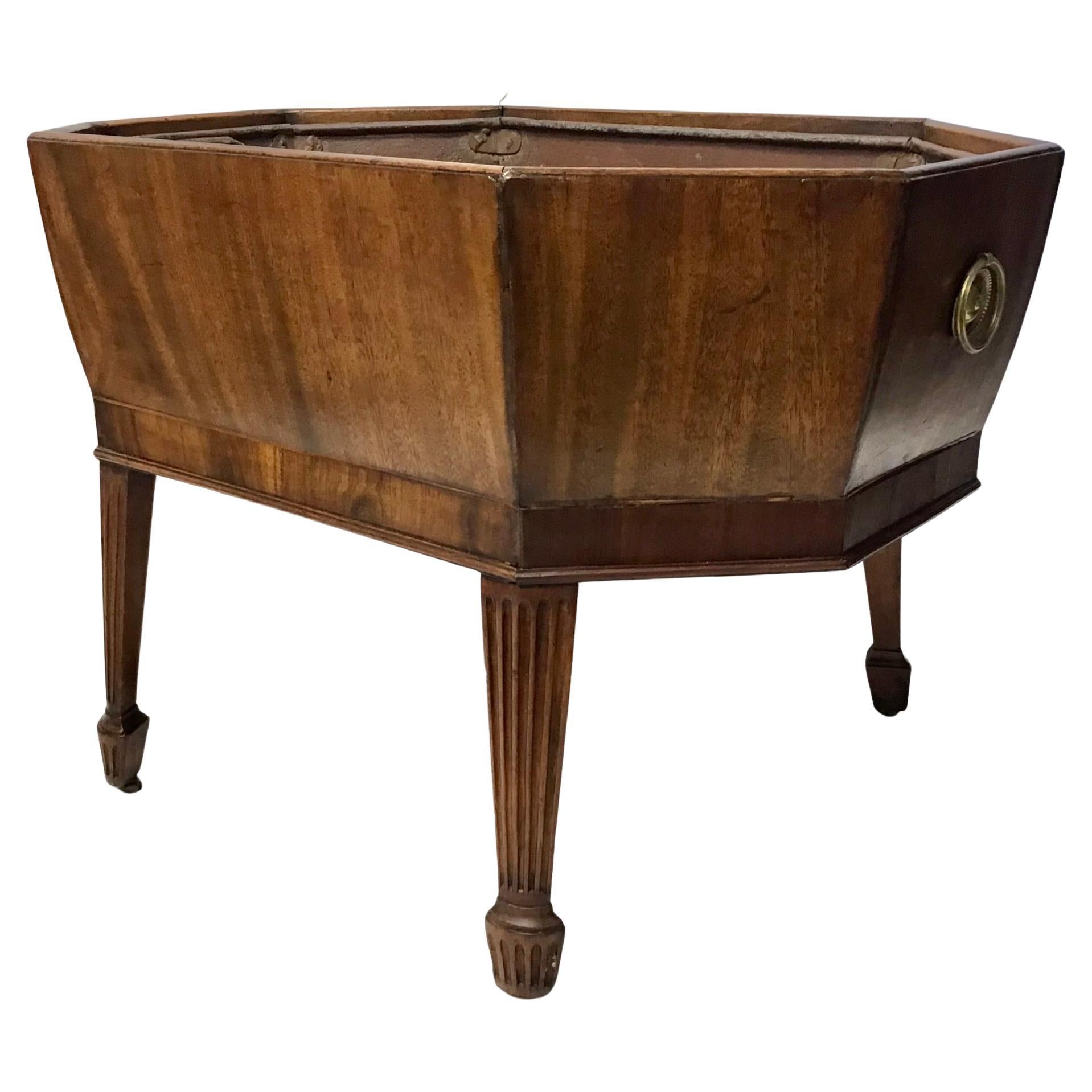 English Mahogany Octagon Wine Cellarette on Stand with Orig. Lead Liner ...