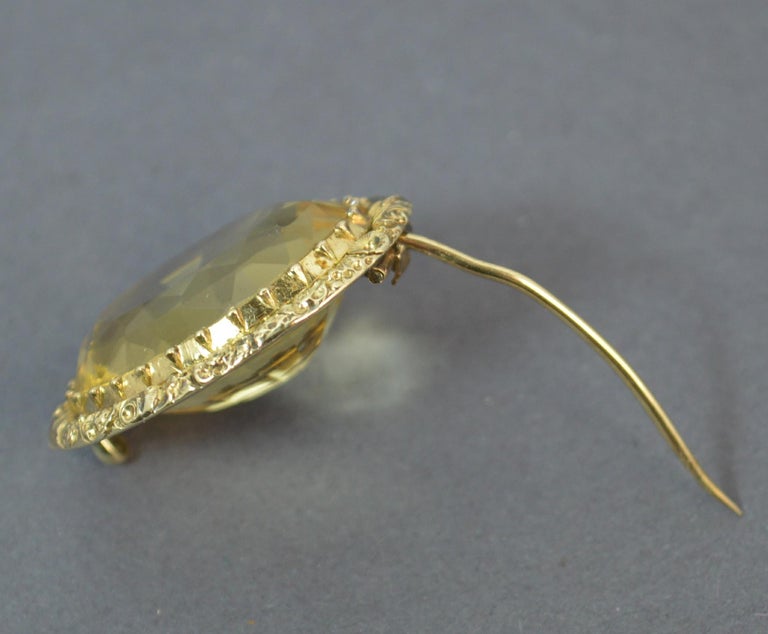 Large Georgian 15 Carat Gold and Citrine Solitaire Brooch at 1stDibs