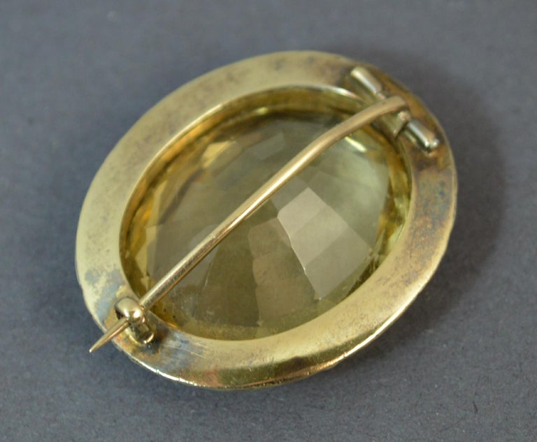 Large Georgian 15 Carat Gold and Citrine Solitaire Brooch at 1stDibs