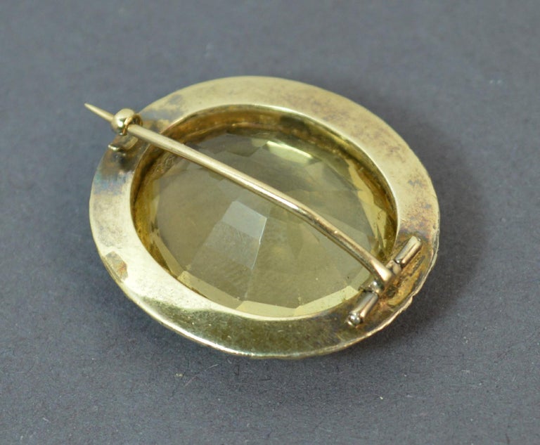 Large Georgian 15 Carat Gold and Citrine Solitaire Brooch at 1stDibs