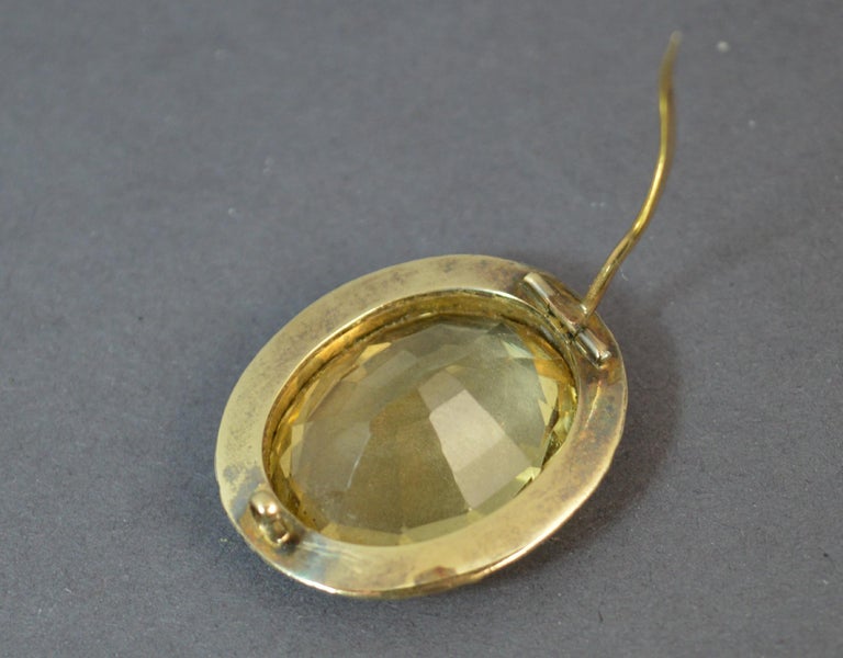 Large Georgian 15 Carat Gold and Citrine Solitaire Brooch at 1stDibs