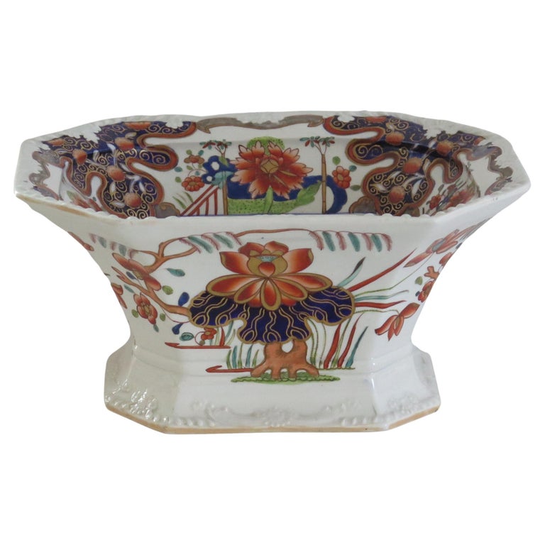 Large Georgian Masons Ironstone Serving Bowl in Rare Water Lily and ...