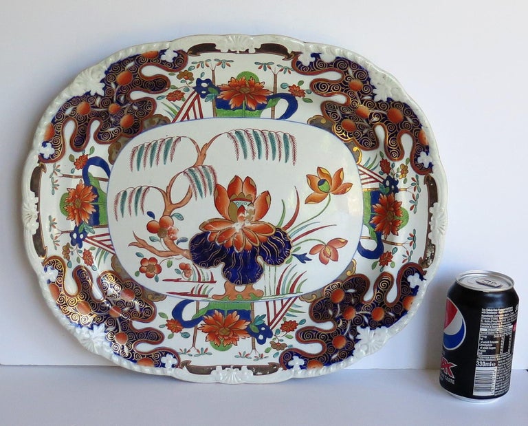 Large Georgian Masons Ironstone Serving Platter Rare Water Lily and ...