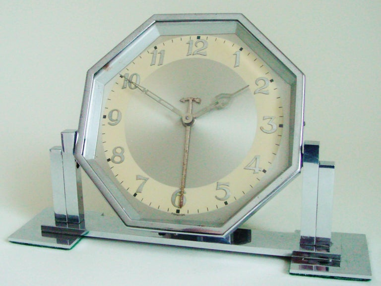 Large German Art Deco Chrome Hexagonal Tilting Alarm Clock For Sale at ...