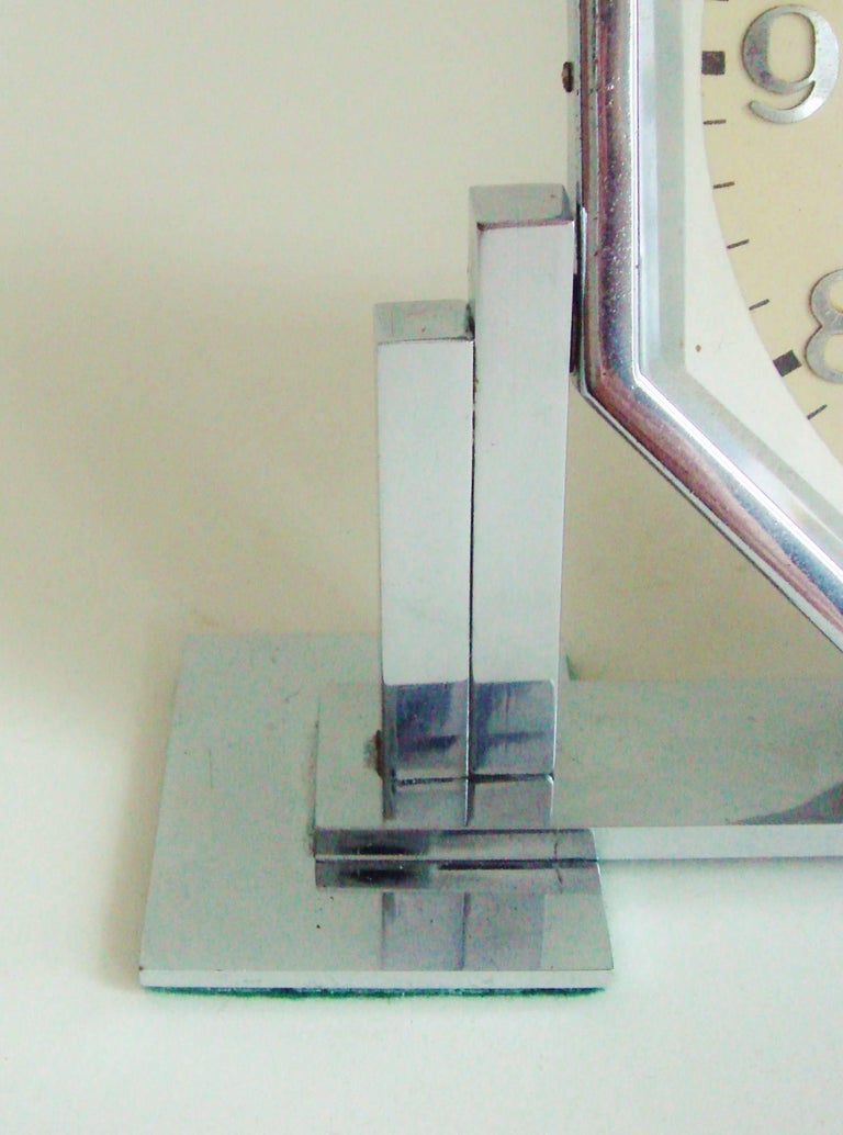 Large German Art Deco Chrome Hexagonal Tilting Alarm Clock For Sale at ...