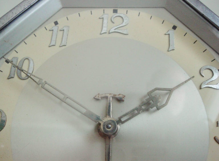 Large German Art Deco Chrome Hexagonal Tilting Alarm Clock For Sale at ...