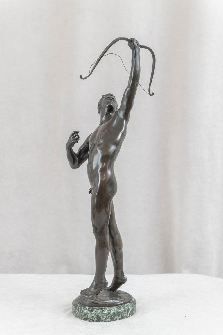 Large German Bronze Male Nude Archer J Uphues 1850 1911 Gladenbeck 7600