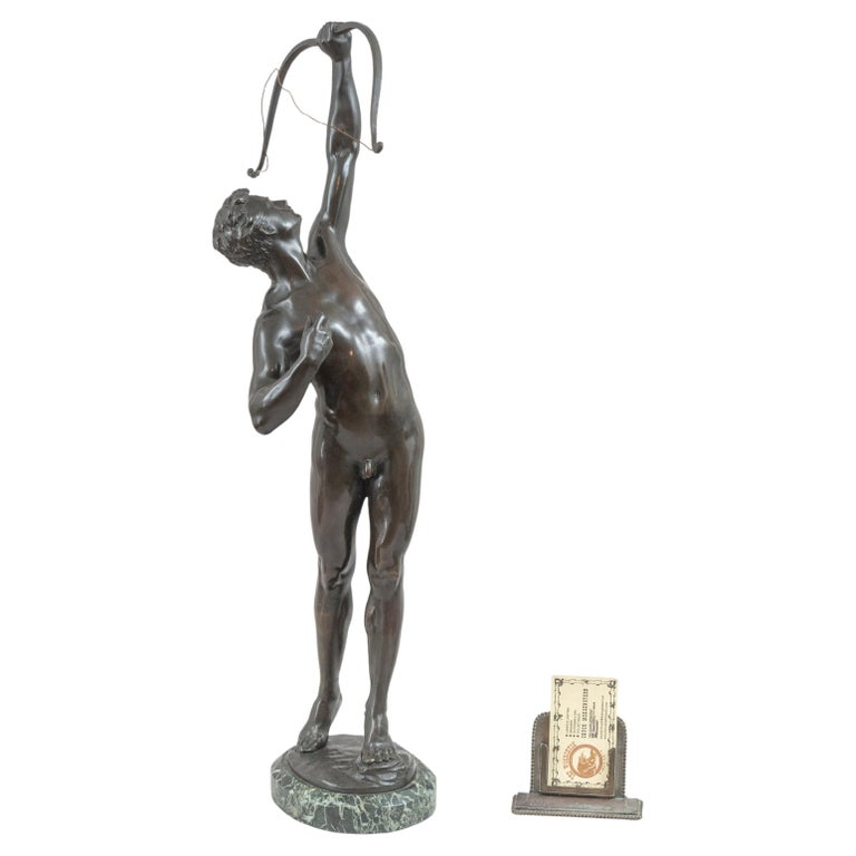 Large German Bronze Male Nude Archer J Uphues 1850 1911 Gladenbeck