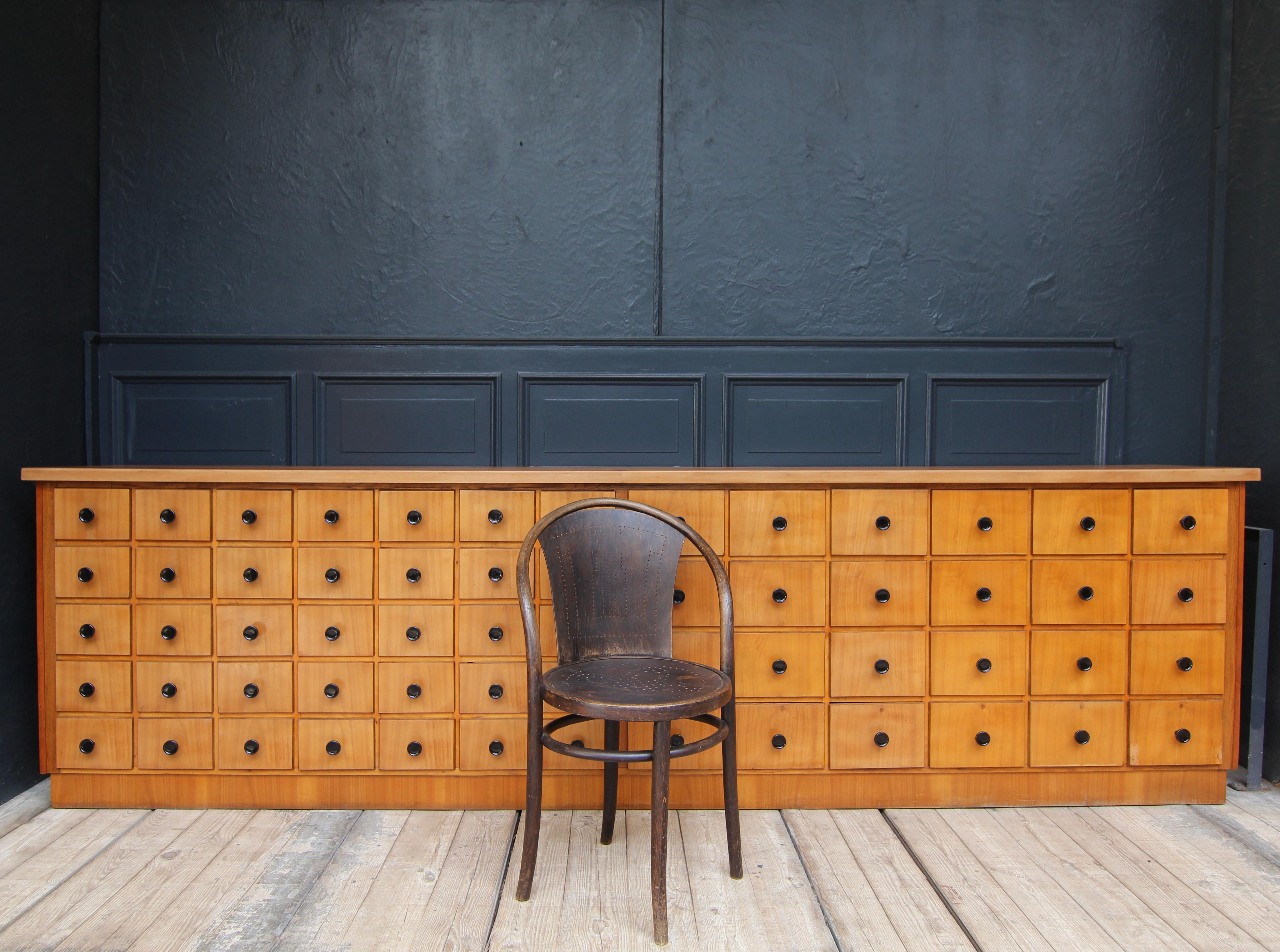 Large German Cherrywood Apothecary Cabinet or Bank of Drawers For Sale ...