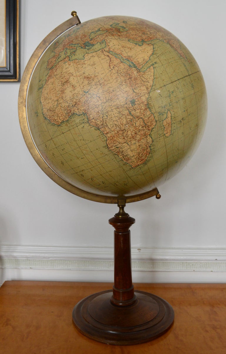Large German Globe on a Wooden Stand, Berlin at 1stDibs
