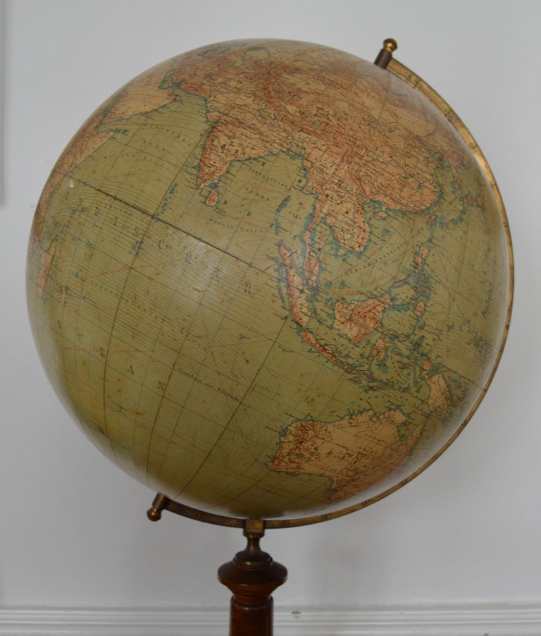Large German Globe on a Wooden Stand, Berlin at 1stDibs