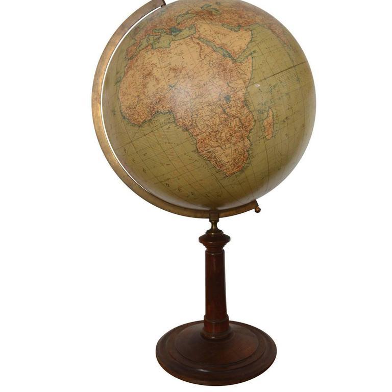 Large German Globe on a Wooden Stand, Berlin at 1stDibs
