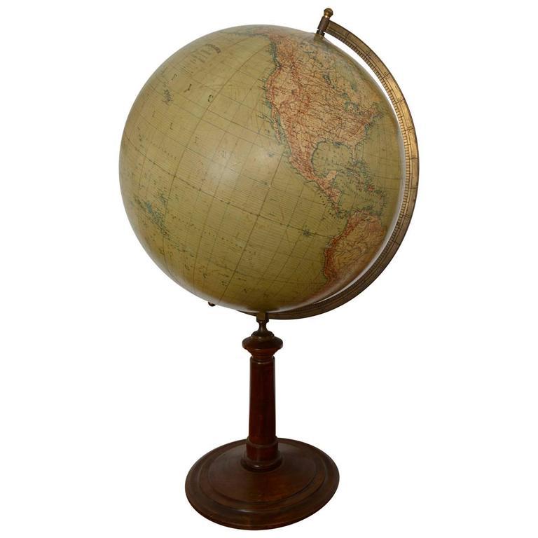 Large German Globe on a Wooden Stand, Berlin at 1stDibs